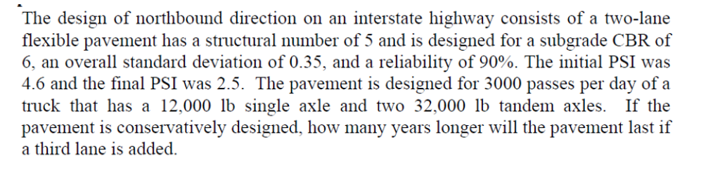 Solved The design of northbound direction on an interstate | Chegg.com