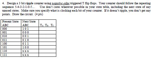 Solved Design a 3 bit ripple counter using negative edge | Chegg.com