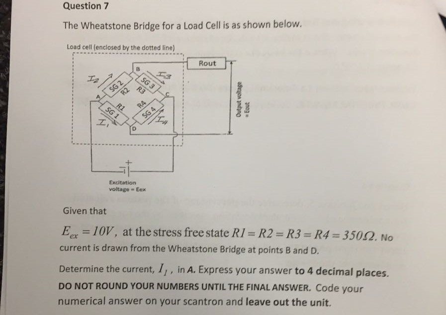 Solved The Wheatstone Bridge for a Load Cell is as shown | Chegg.com