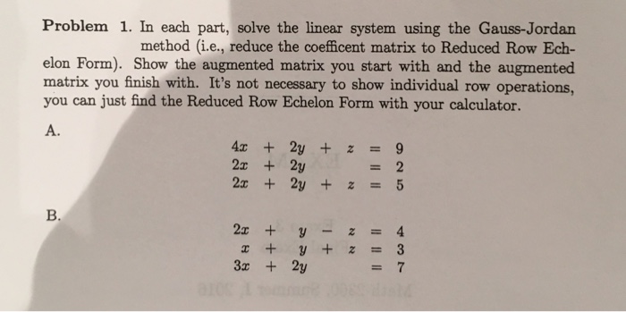 Solved In each part, solve the linear system using the | Chegg.com