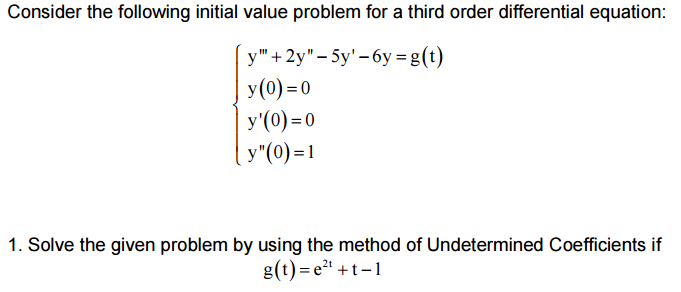 Solved Consider the following initial value problem for a | Chegg.com