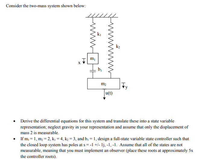 Solved Consider the two-mass system shown below: kI k2 mi bi | Chegg.com