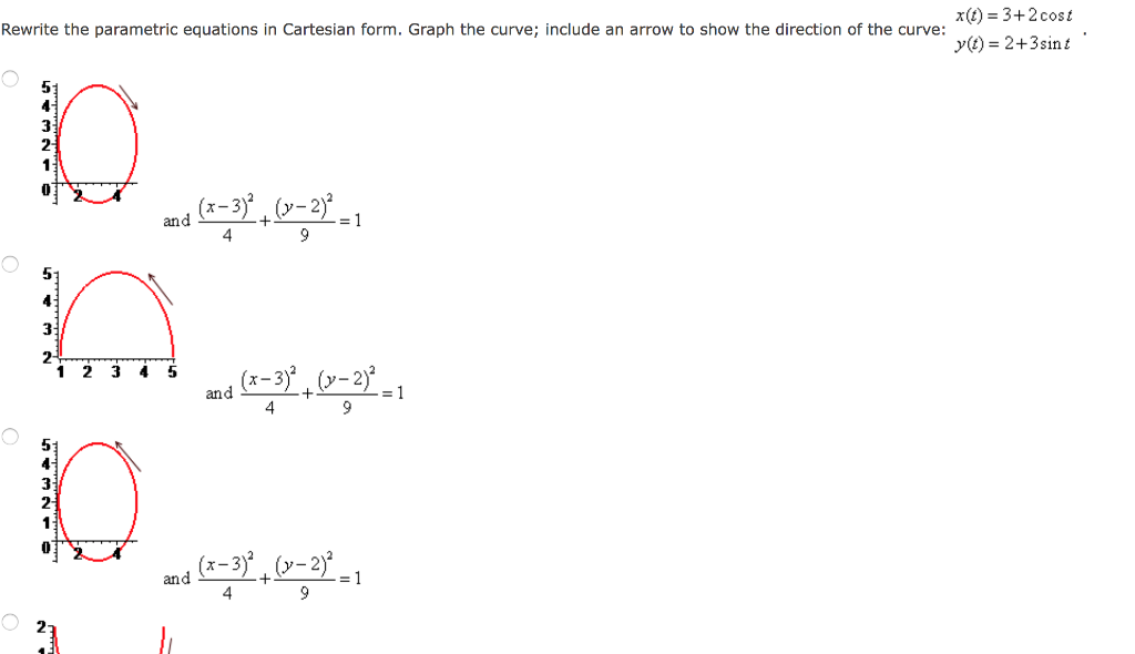 Solved Rewrite the parametric equations in Cartesian form. | Chegg.com