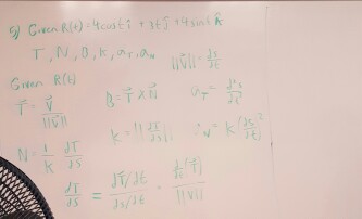 Solved Given R(t)=4cos t i^^+3tj^^+4sintk^^. T,N,B,K,a_r, | Chegg.com
