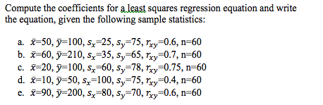 Solved Compute the coefficients for a least squares | Chegg.com