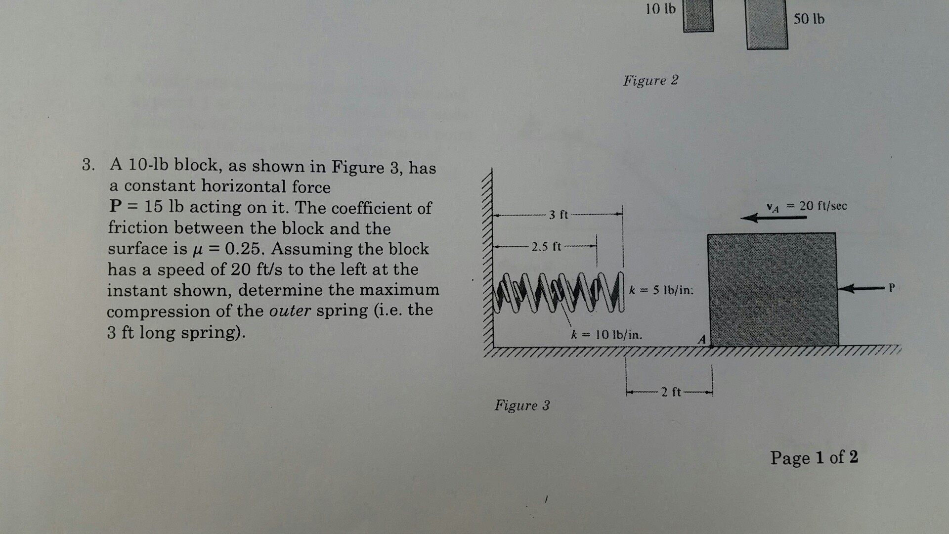 Solved 10 lb 50 lb Figure 2 3. A 10-lb block, as shown in | Chegg.com