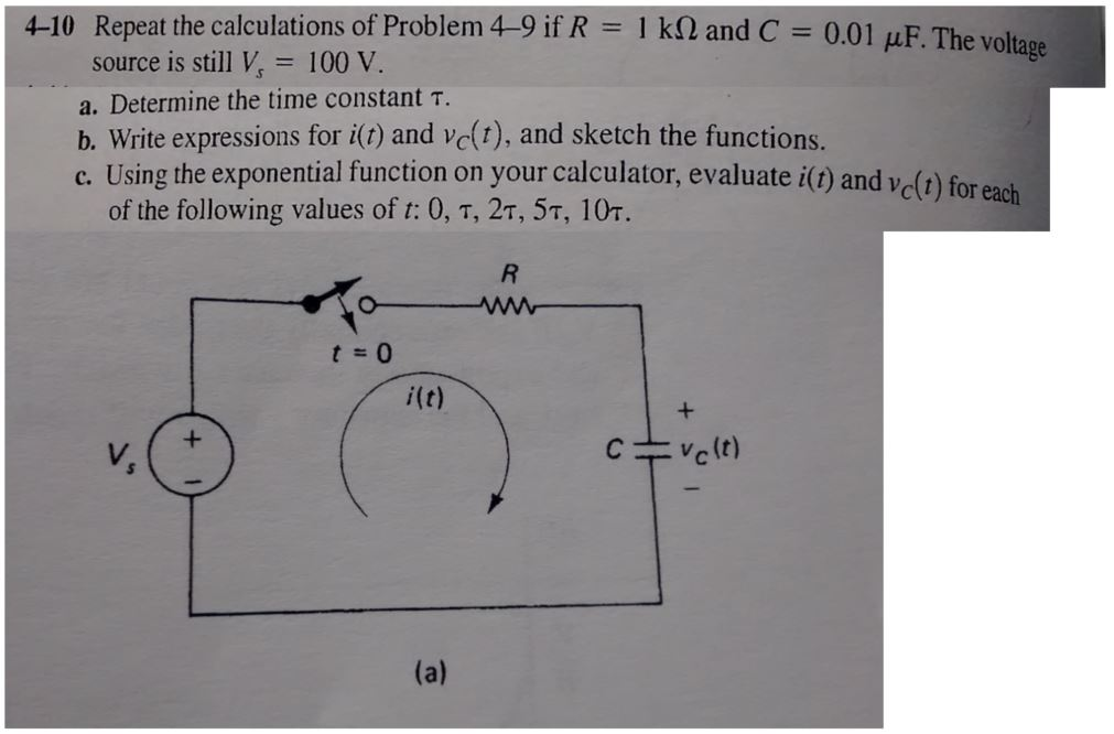 Solved Repeat the calculations of Problem 4-9 if R = 1kOhm | Chegg.com
