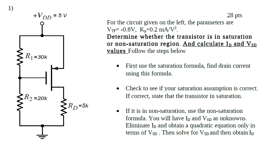 Solved For the circuit given on the left, the parameters are | Chegg.com