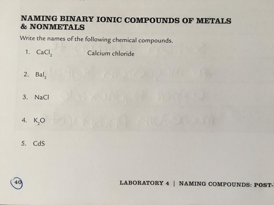 Solved NAMING BINARY IONIC COMPOUNDS OF METALS & NONMETALS | Chegg.com