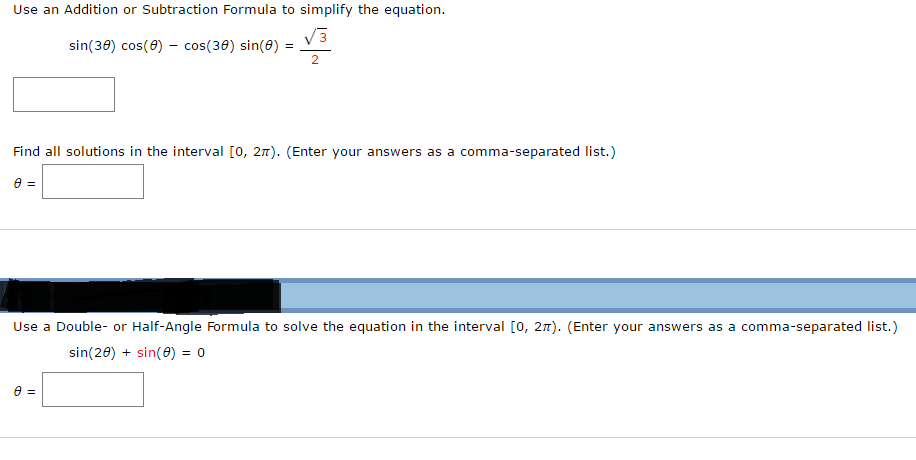 Solved Use an Addition or subtraction Formula to simplify | Chegg.com