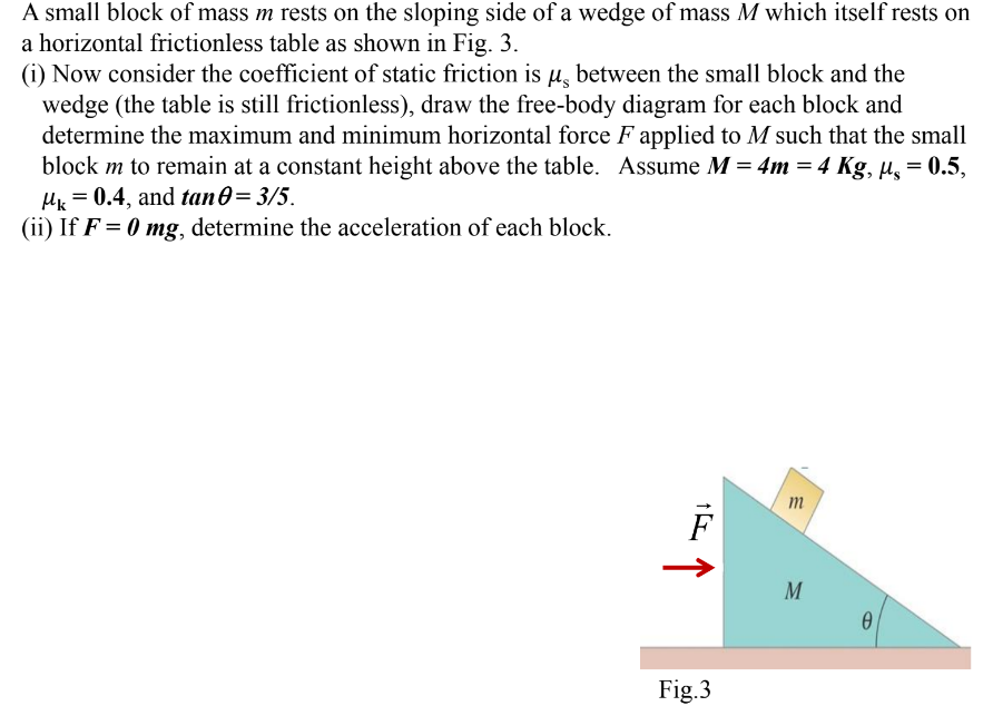 Solved A small block of mass m rests on the sloping side of | Chegg.com