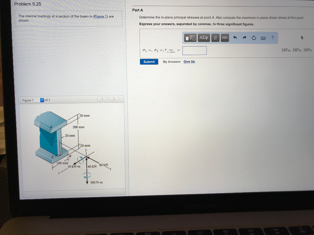 Solved Problem 9.25 Part A The internal loadings at a | Chegg.com