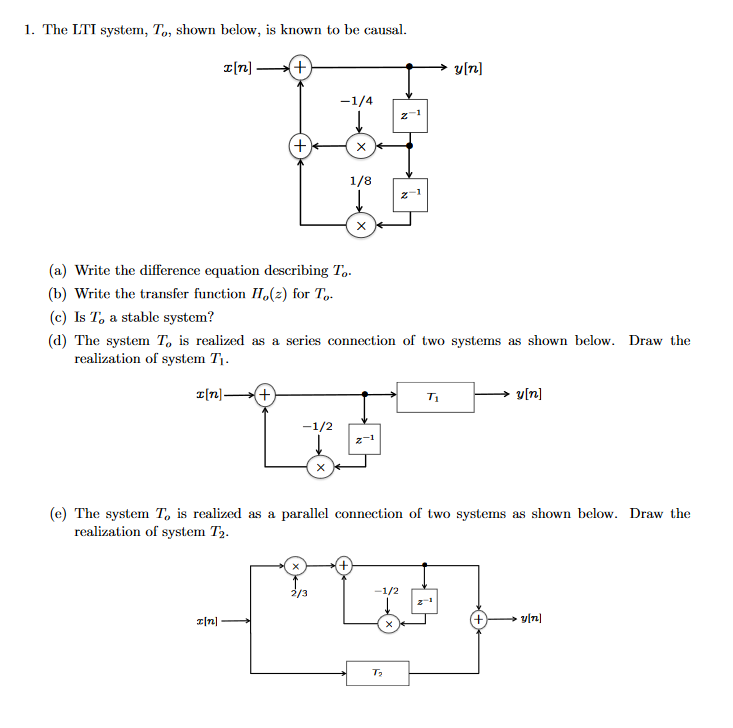 Solved 1. The ITI system, To, shown below, is known to be | Chegg.com