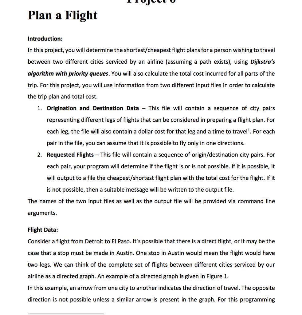 Plan a Flight Introduction: In this project, you will | Chegg.com