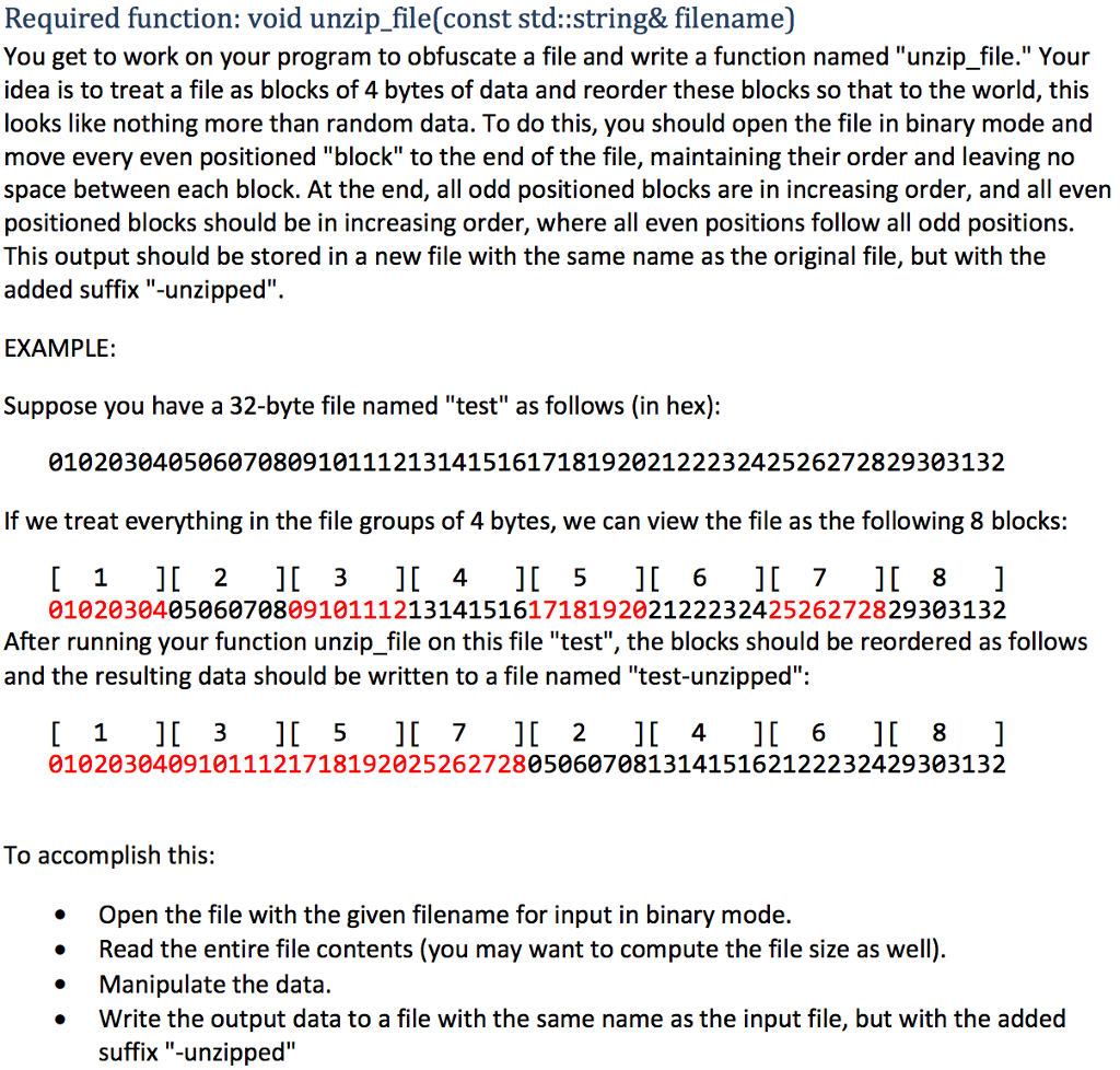 Solved Required function: void unzip_file(const std::string& | Chegg.com