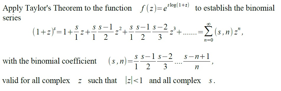 Apply Taylor's Theorem to the function f (z) =^slig | Chegg.com