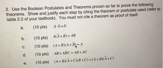 Solved Use The Boolean Postulates And Theorems Proven So Far Chegg