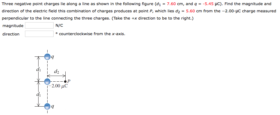 Solved Three negative point charges lie along a line as | Chegg.com