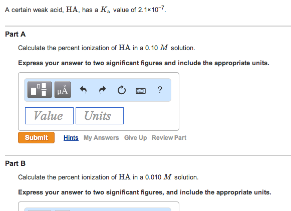 Solved Percent Ionization calculation EXPLAIN THE PART | Chegg.com