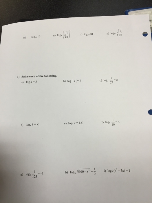 Solved Solve each of the following. log x = 3 log |x|=3 | Chegg.com