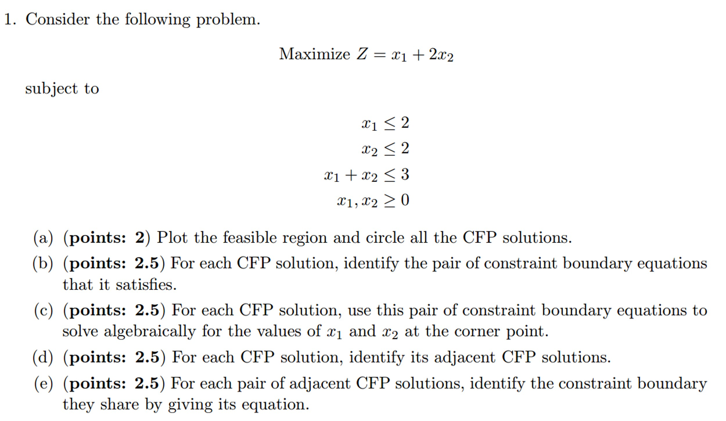 Solved Consider the following problem. Maximize Z = x_1 + | Chegg.com