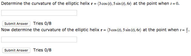 Solved Determine the curvature of the elliptic helix r-(3 | Chegg.com