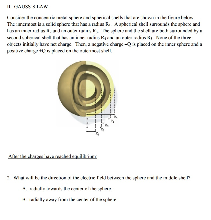 Solved IL GAUSS'S LAW Consider the concentric metal sphere | Chegg.com