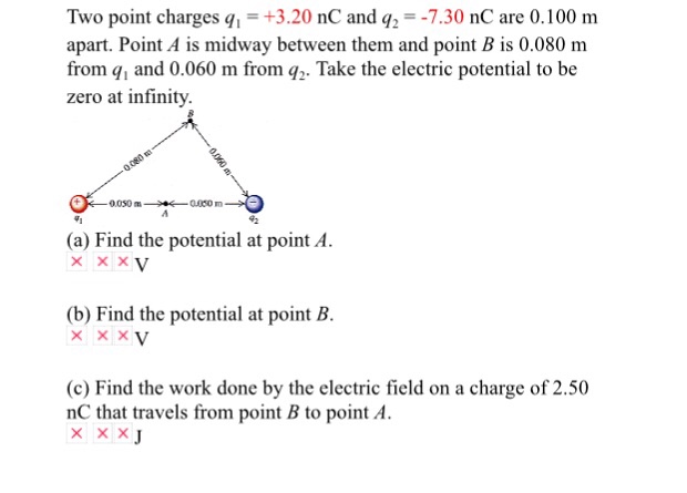 Solved Two point charges q1 = +3.20 nC and q2 =-7.30 nC are | Chegg.com