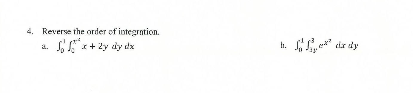 Solved: Reverse The Order Of Integration. Integral 0 1 Int... | Chegg.com