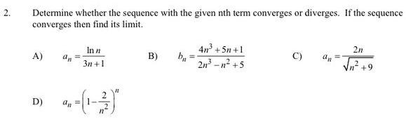 Solved Determine whether the sequence with the given nth | Chegg.com