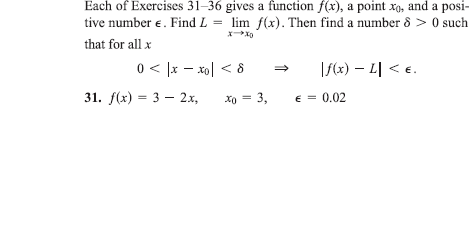 Solved Each of Exercises 31-36 gives a function f(x), a | Chegg.com