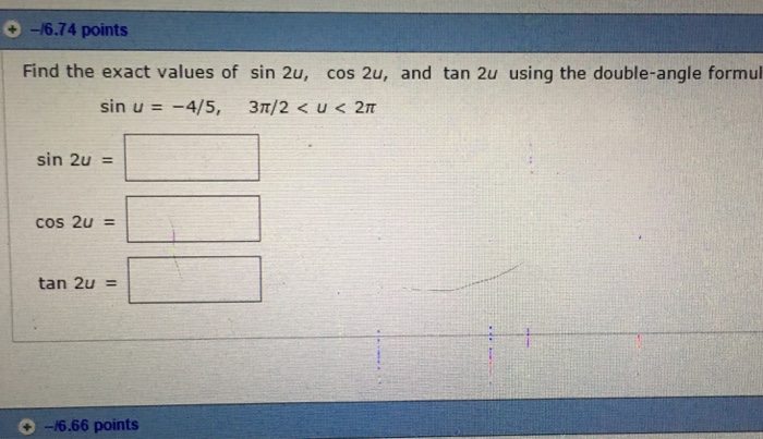 Solved Find the exact value of sin 2u, cos 2u, and tan 2u | Chegg.com
