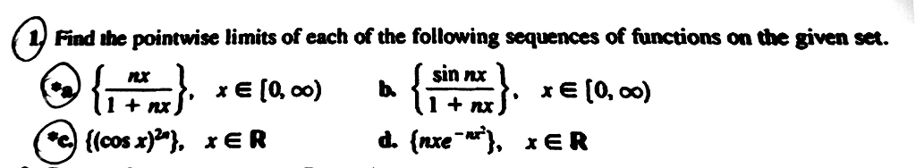 Solved Find he pointwise limits of each of the following | Chegg.com