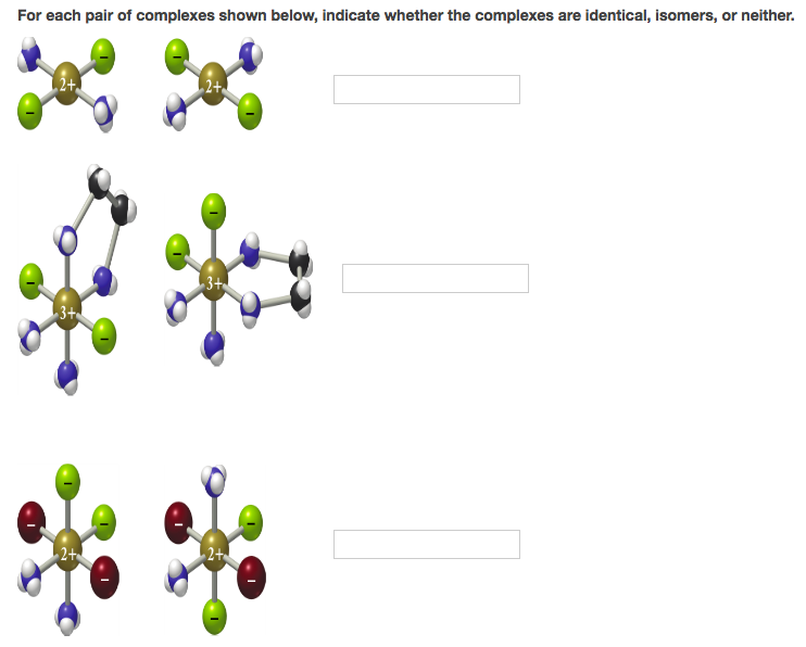 Solved For each pair of complexes shown below, indicate | Chegg.com