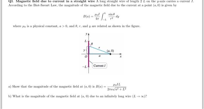 Solved Magnetic field due to current in a straight wire A | Chegg.com Solved Magnetic field due to current in a straight wire A | Chegg.com