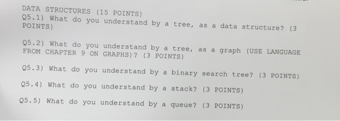 Solved DATA STRUCTURES (15 POINTS) Q5.1) What do you | Chegg.com