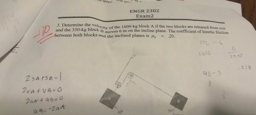 Solved ts speed le ori ENGR 2302 Exam2 3. Determine the vel | Chegg.com
