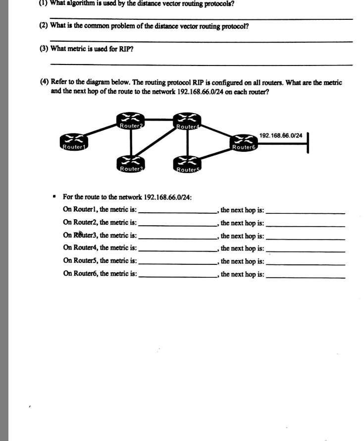 Solved (1) What algorithm is used by the distance vector | Chegg.com