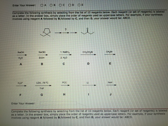 Solved Complete the following synthesis by selecting from | Chegg.com