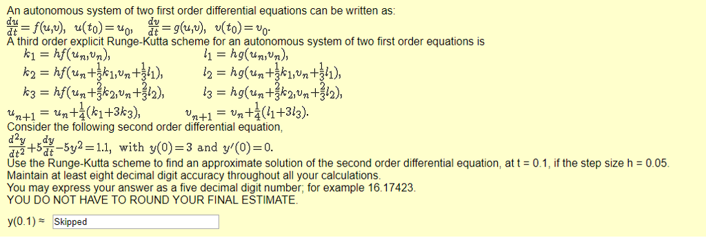 Solved A system of two first order differential equations | Chegg.com