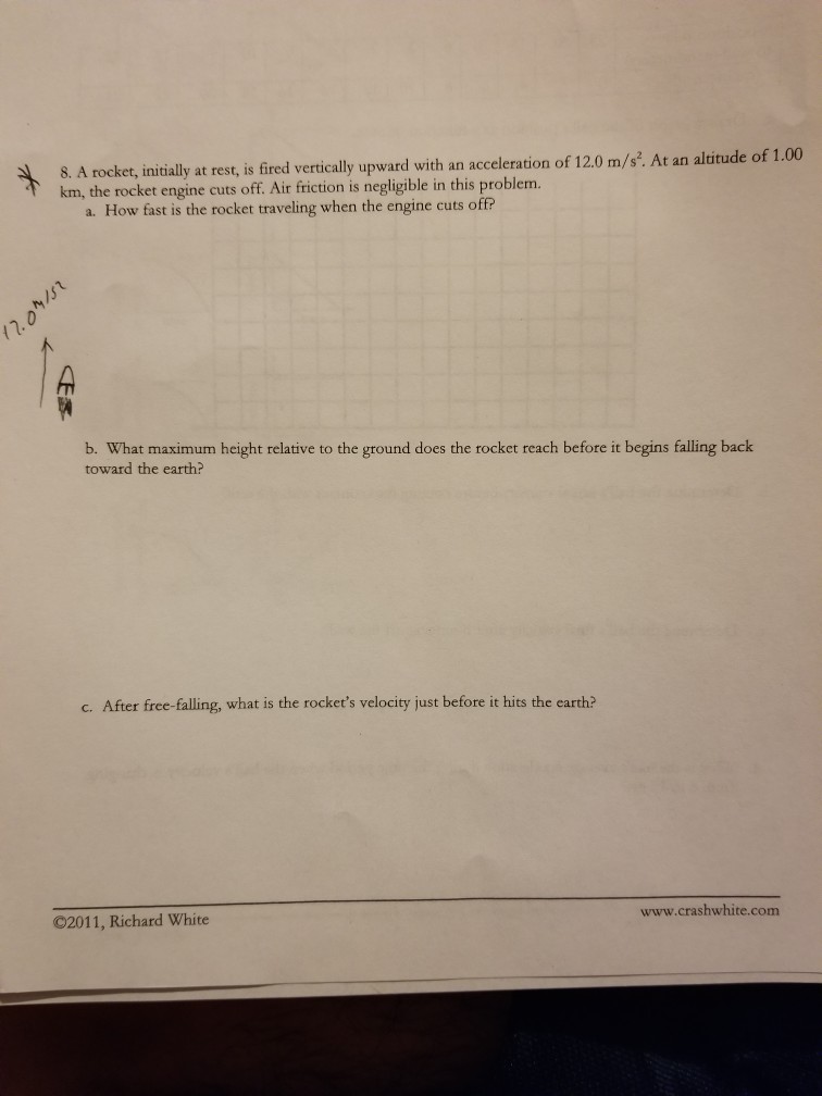 Solved 8. A rocket, initially at rest, is fired vertically | Chegg.com