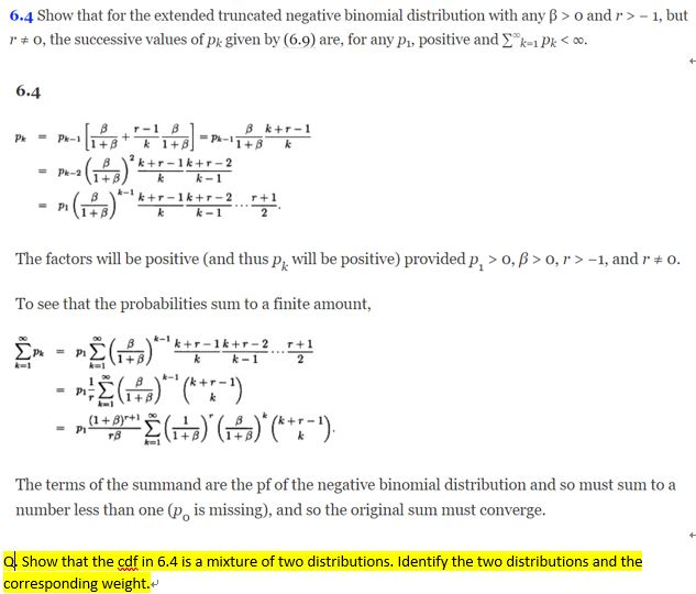 6.4 Show that for the extended truncated negative | Chegg.com