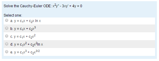 Solved Solve the Cauchy-Euler ODE: x^2y" - 3xy' + 4y = 0 | Chegg.com