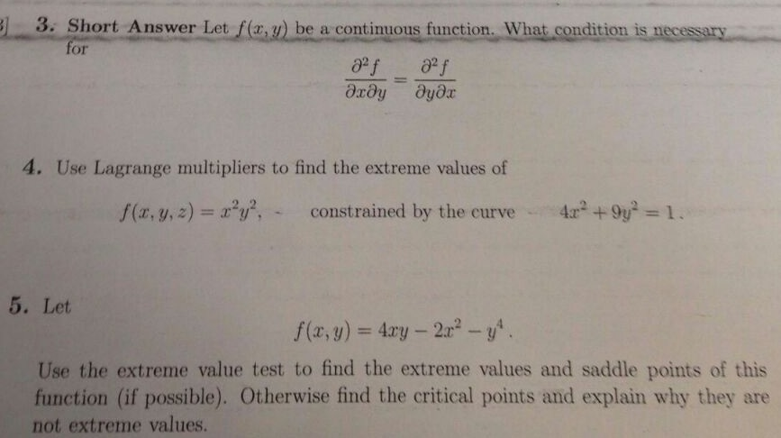 Solved Short Answer Let f(x, y) be a continuous function. | Chegg.com