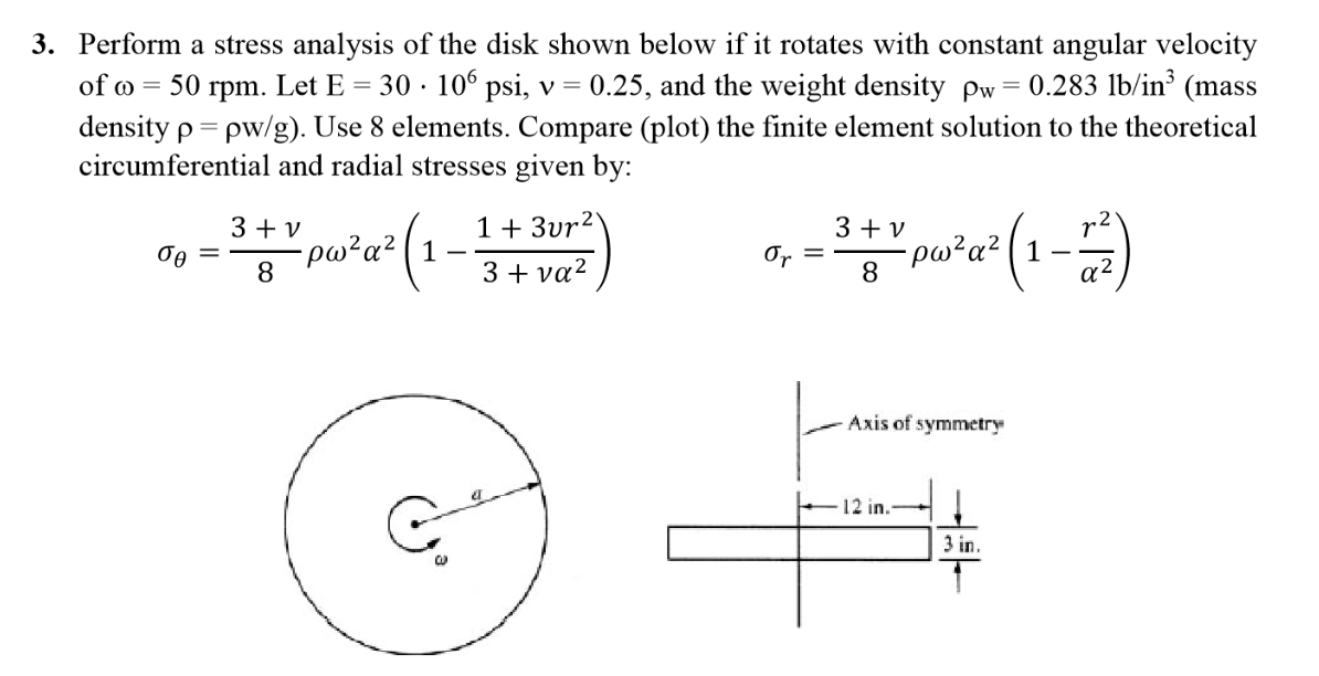 Perform a stress analysis of the disk shown below if | Chegg.com