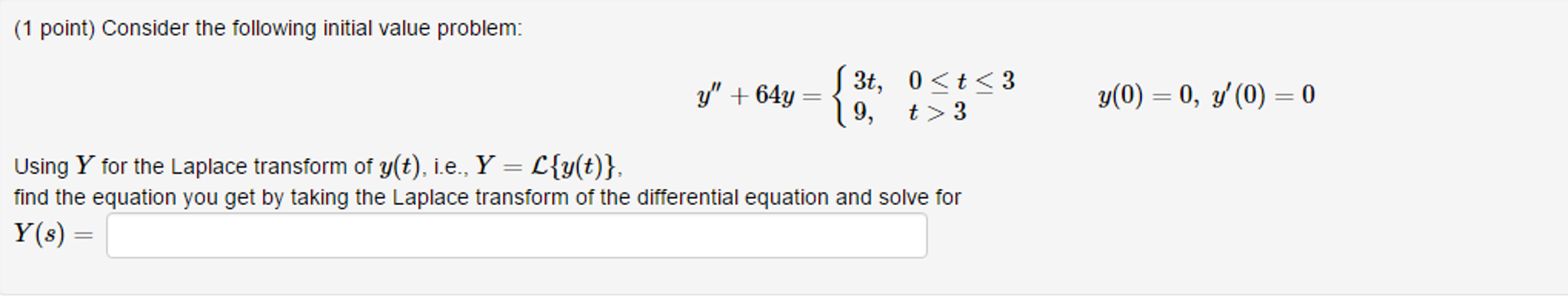 Solved Consider the following initial value problem: y" + | Chegg.com