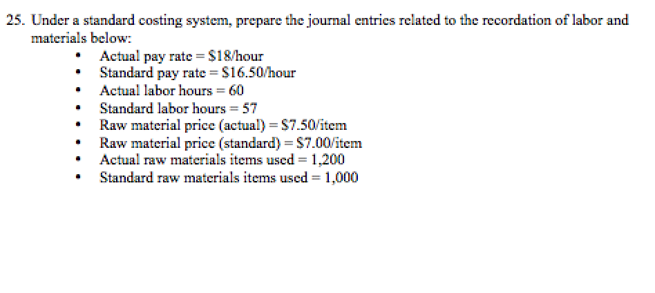 Solved Under a standard costing system, prepare the journal | Chegg.com