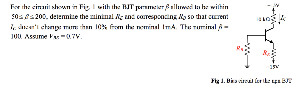 Solved +15V For the circuit shown in Fig. 1 with the BJT | Chegg.com
