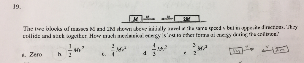 Solved 19. MY, 22MI The two blocks of masses M and 2M shown | Chegg.com