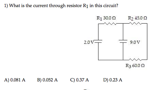 Solved What is the current through resistor R1 in this | Chegg.com